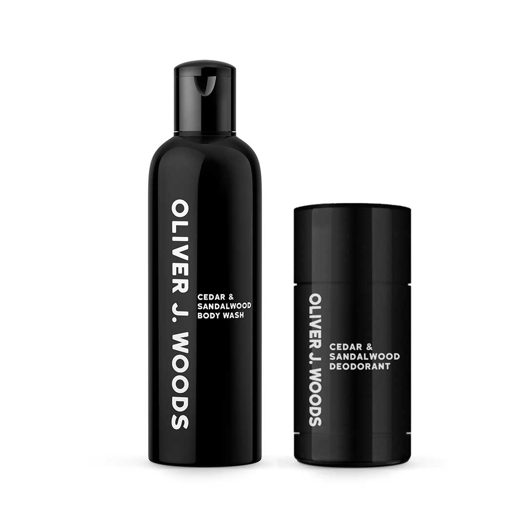 Mens Body Wash & Deodorant Set – Cedar & Sandalwood | Oliver J. Woods